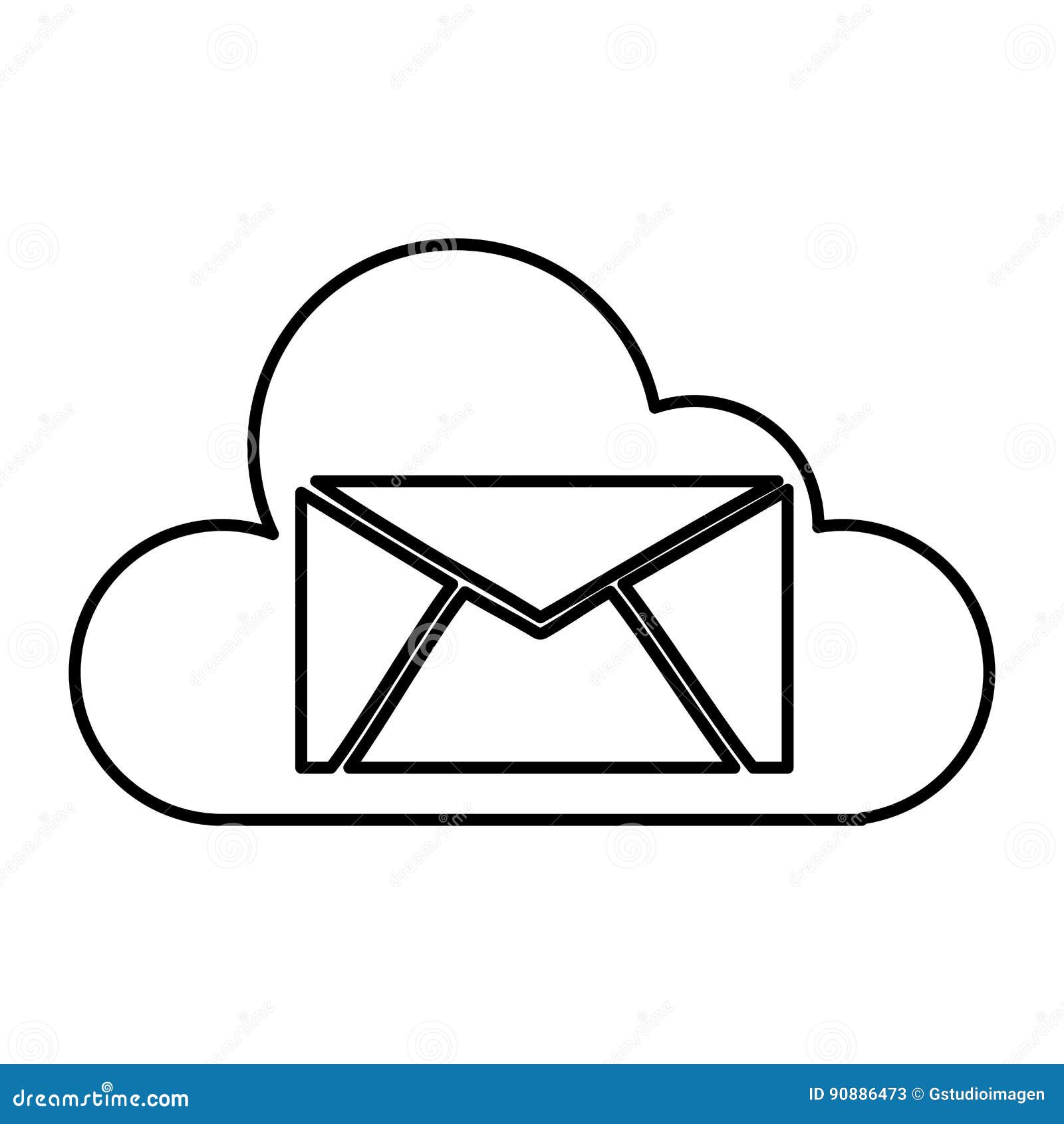 Cloud Computing with Envelope Stock Vector - Illustration of email ...