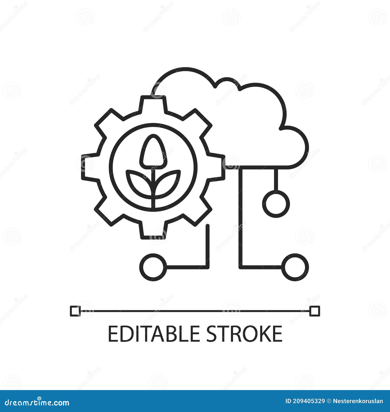 Cloud Computing in Farming Linear Icon Stock Vector - Illustration of ...