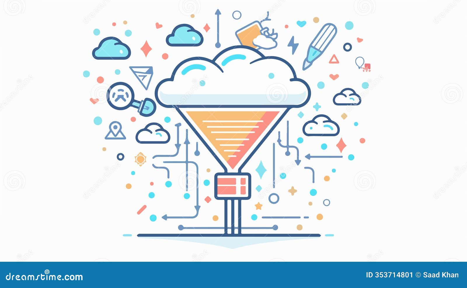 Cloud Computing Filter Outline Icon for Online Technology Solutions and ...