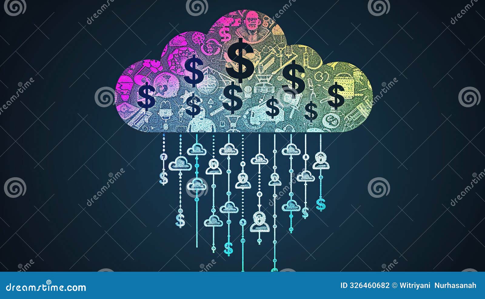 Cloud Computing and Financial Benefits Stock Illustration ...