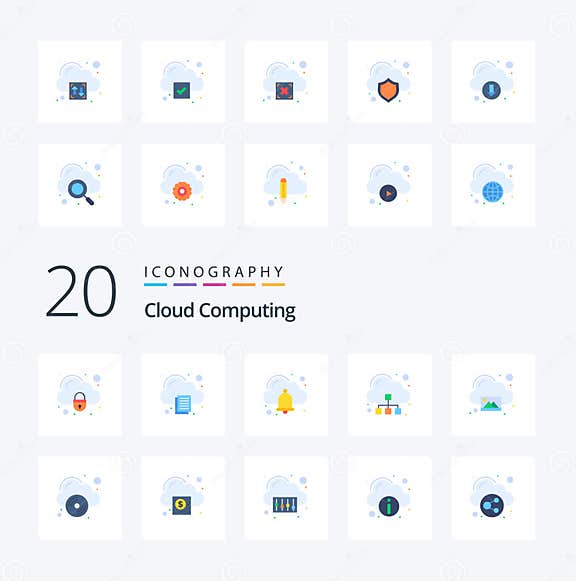 20 Cloud Computing Flat Color Icon Pack Like Landscape Bell Server ...