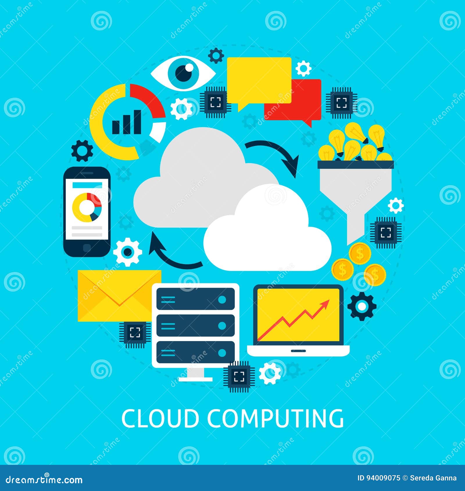 Cloud Computing Flat Concept Stock Vector - Illustration of flat, icon: 94009075