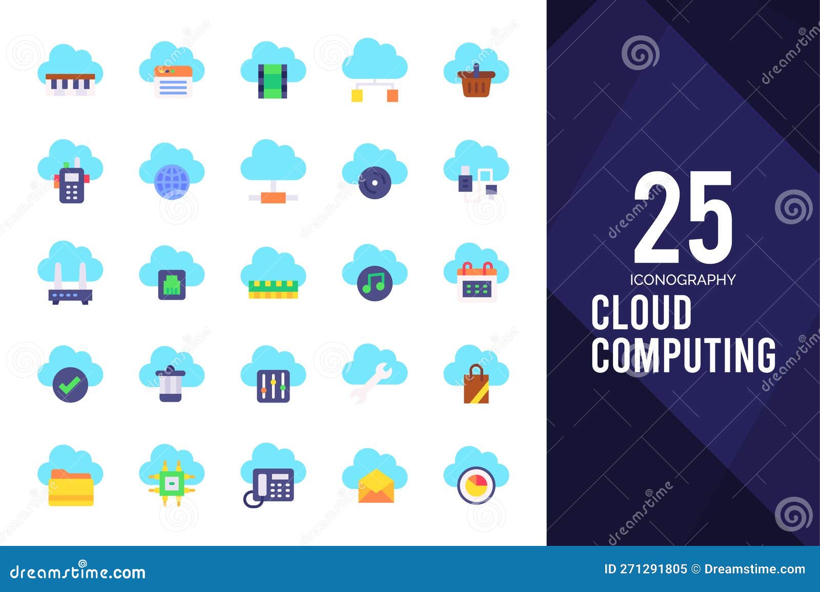 25 Cloud Computing Flat Icon Pack. Vector Illustration Stock Vector ...