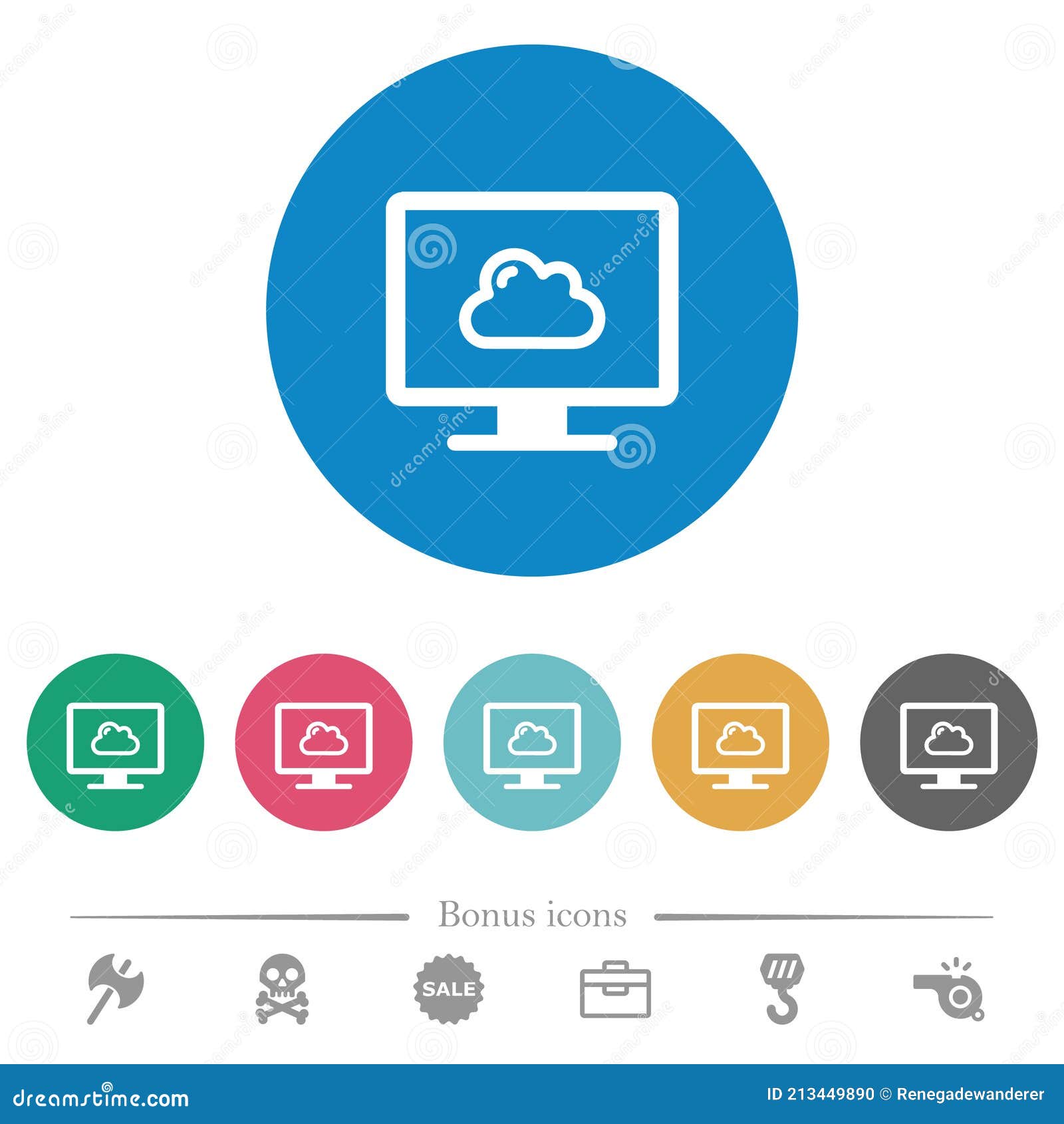 Cloud Computing Flat Round Icons Stock Vector - Illustration of monitor ...