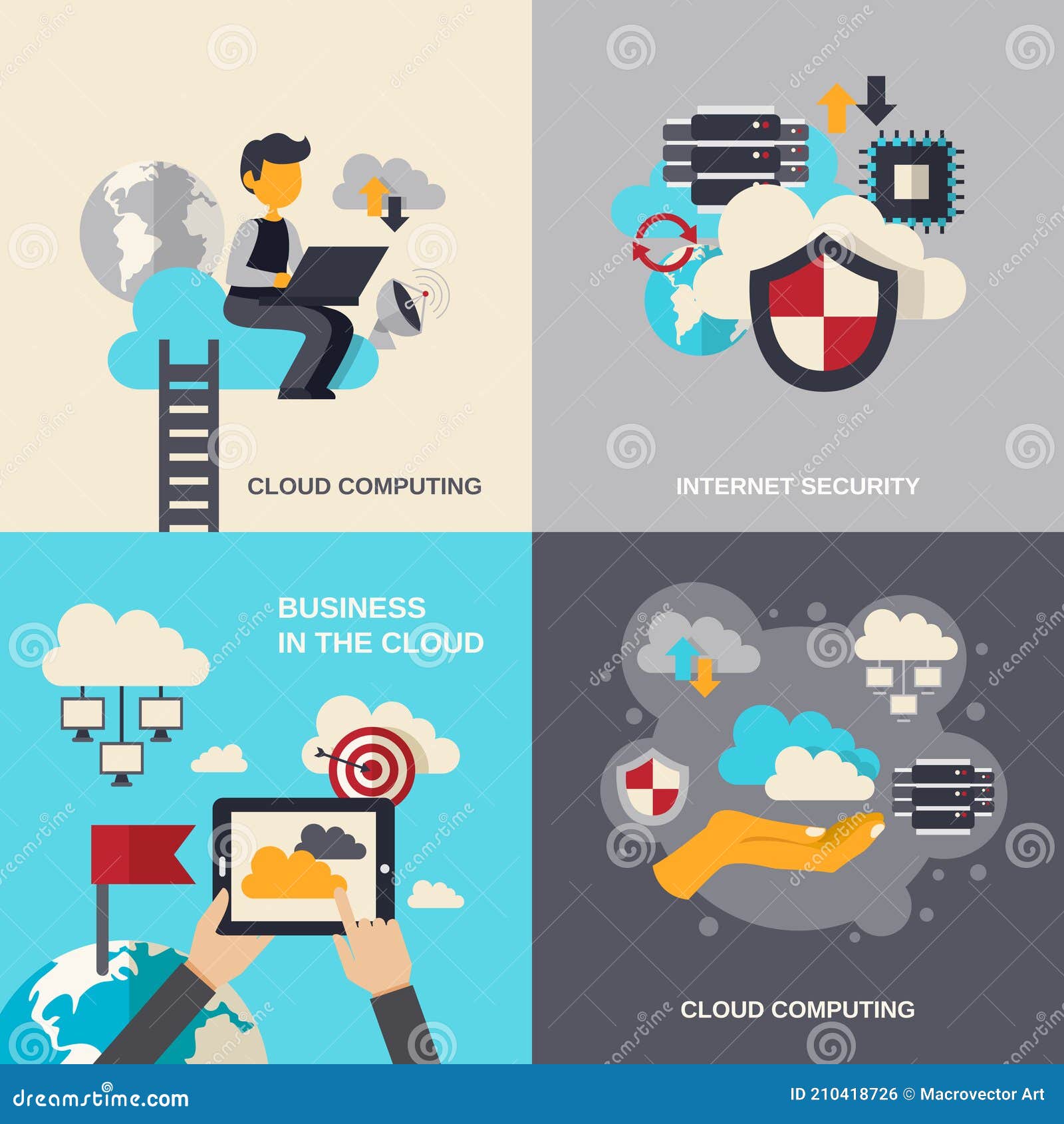 Cloud Computing Flat Set stock vector. Illustration of elements - 210418726