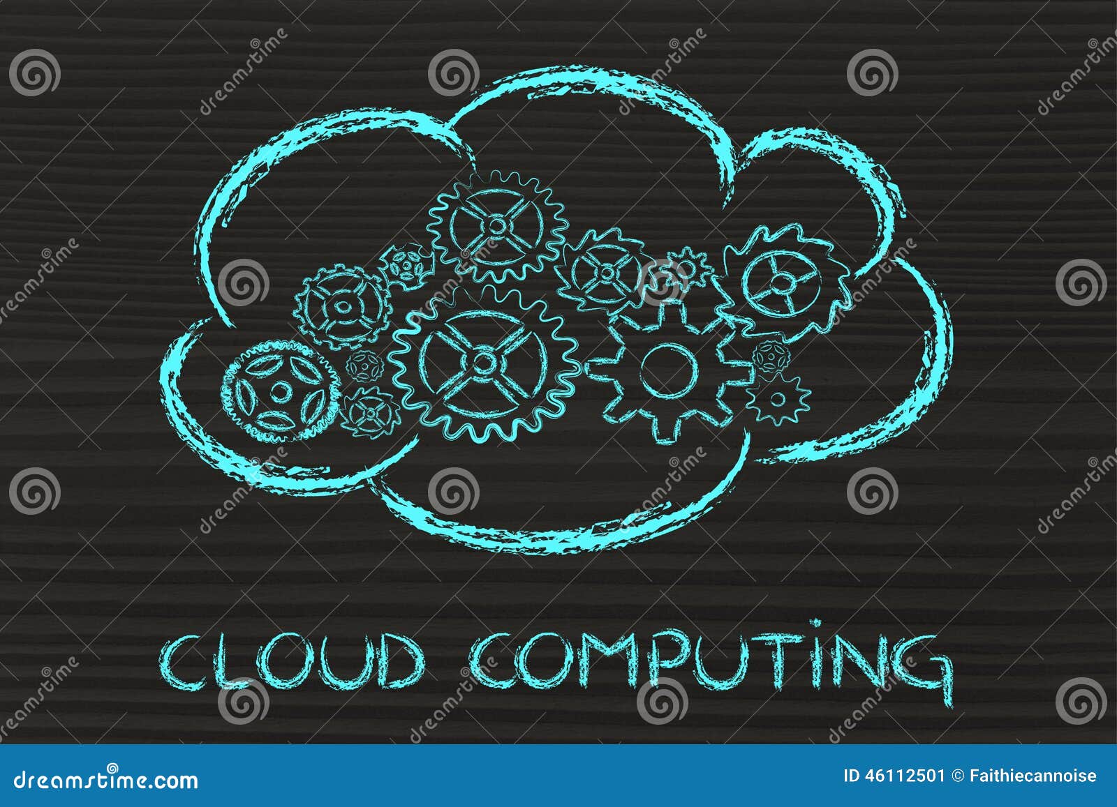 Cloud Computing, Funny Devices and Cloud Design Stock Illustration ...