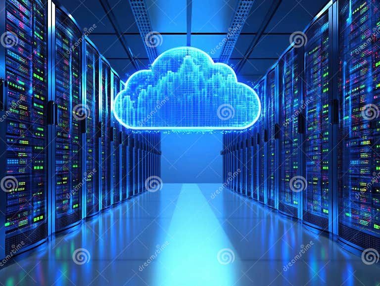 Cloud Computing, the Future of Data Storage and Processing Stock Image - Image of collaboration ...