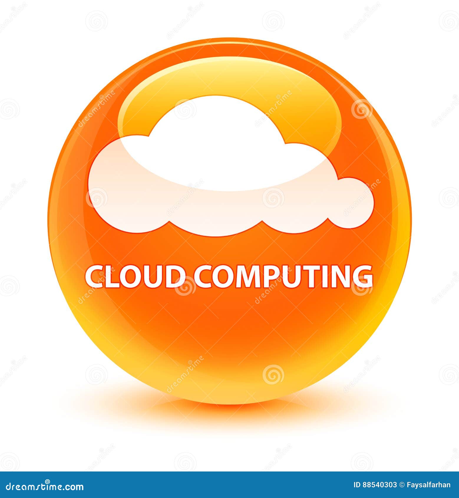 Cloud Computing Glassy Orange Round Button Stock Illustration ...