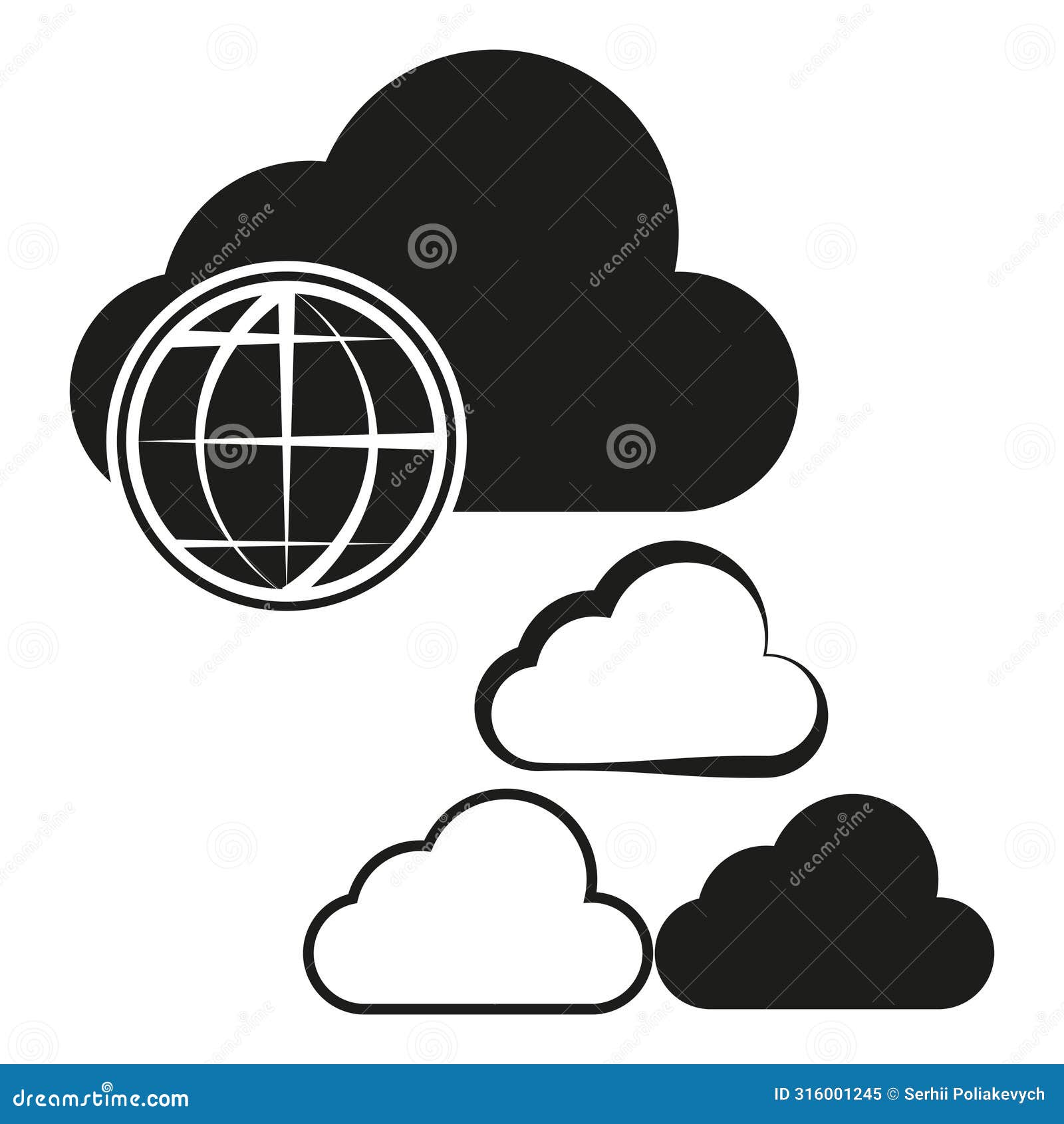 Cloud Computing and Global Network Icon Set. Internet Technology and ...