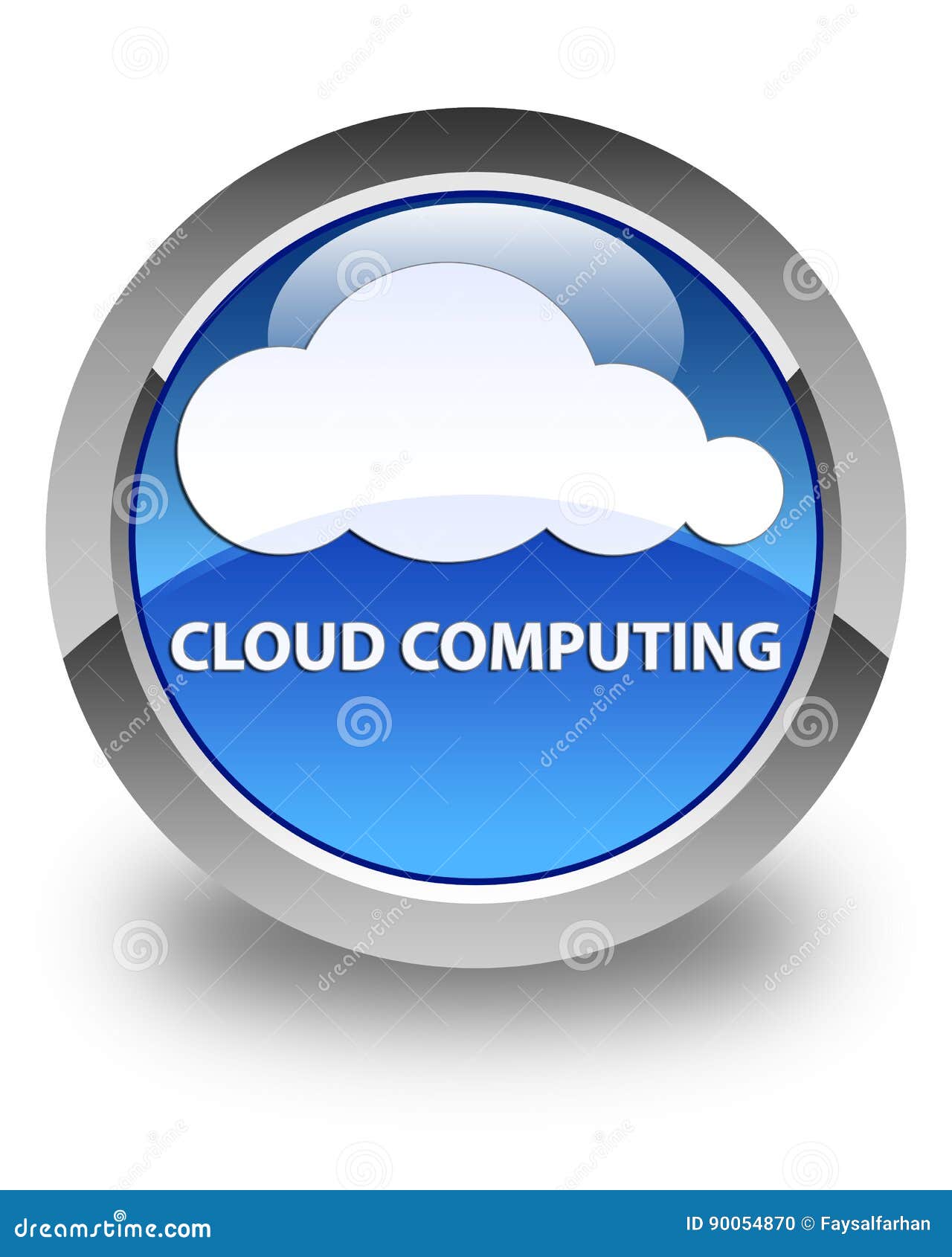 Cloud Computing Glossy Blue Round Button Stock Illustration ...