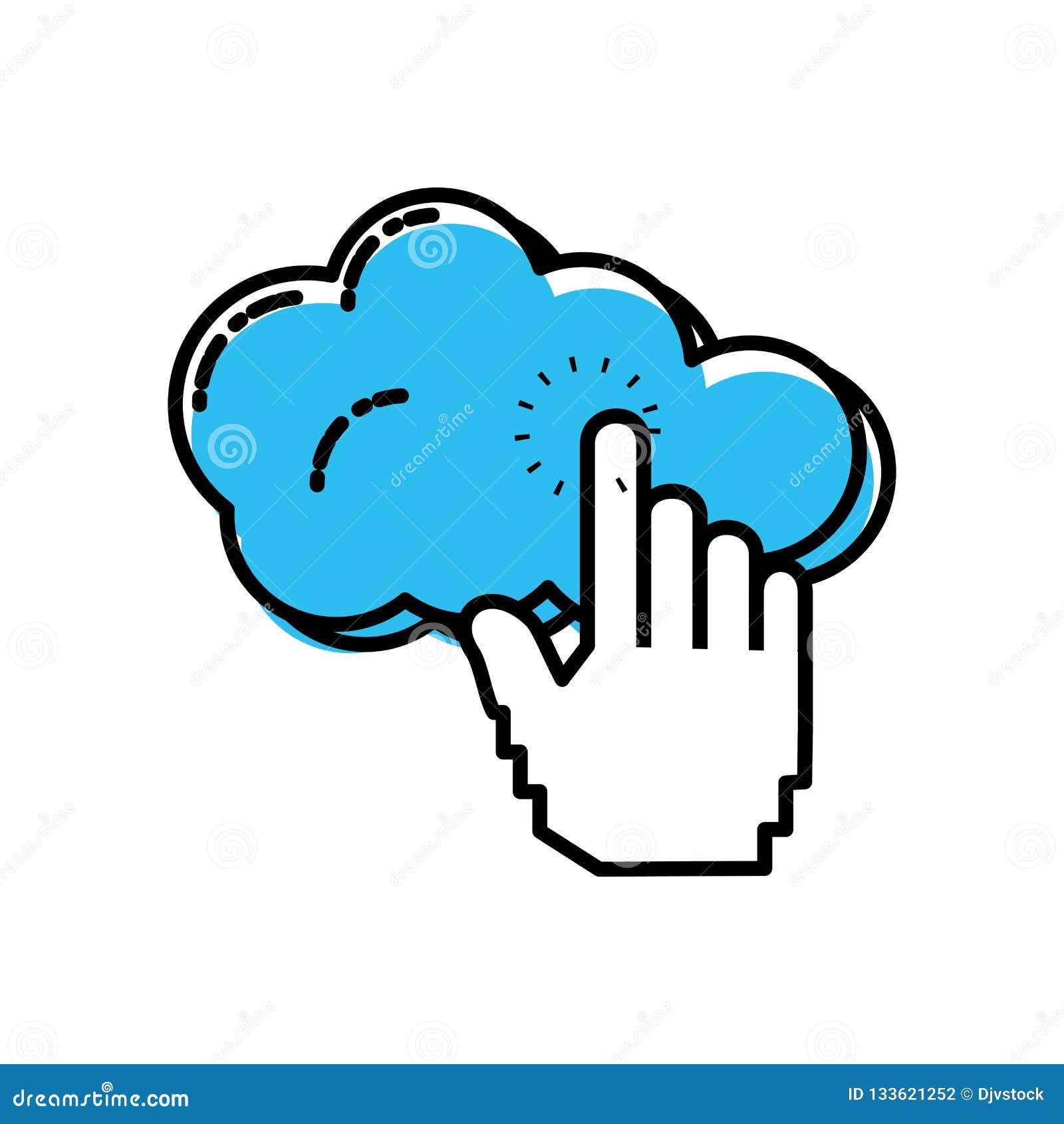 Cloud Computing with Hand Touching Stock Vector - Illustration of ...