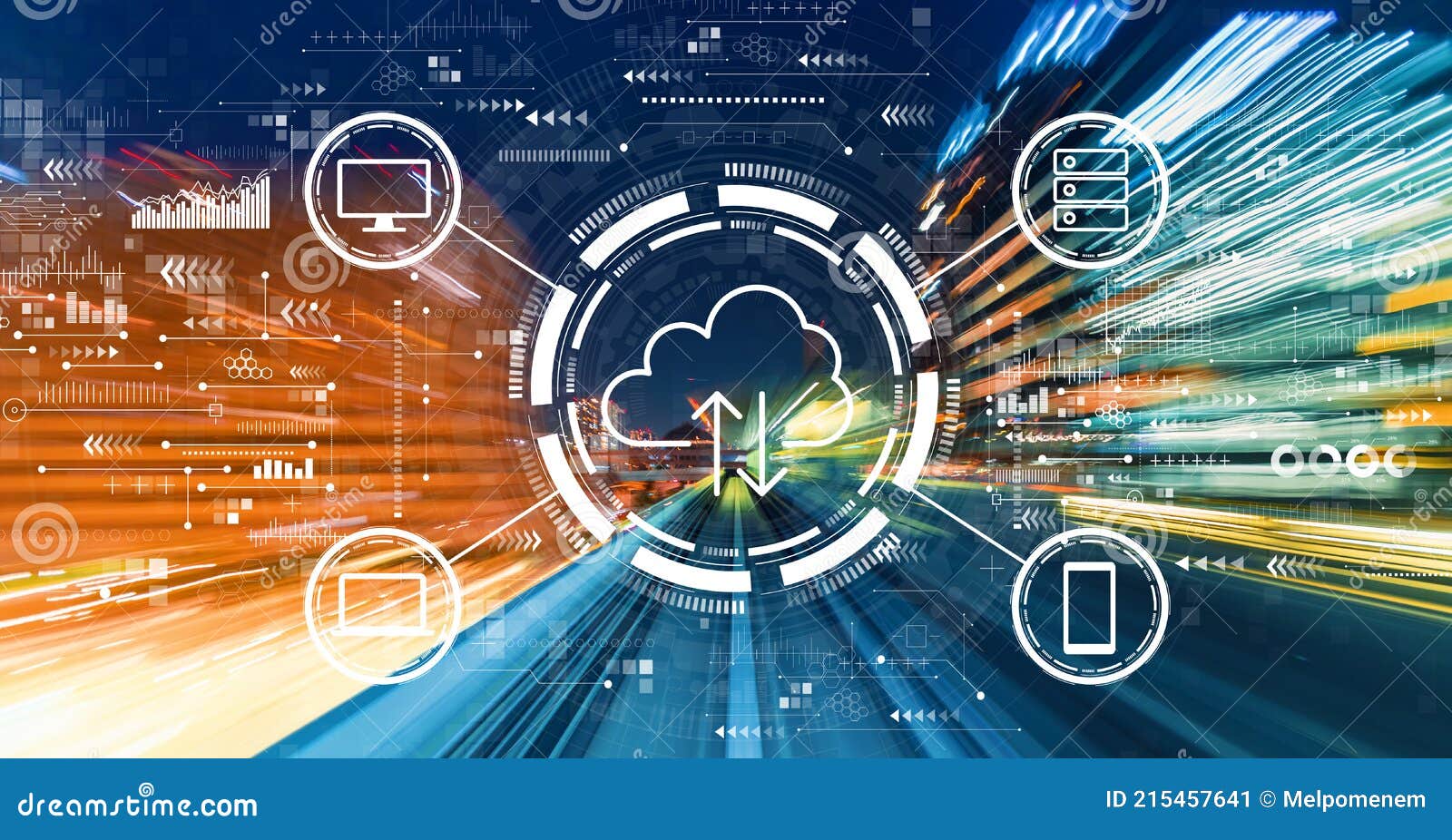 Cloud Computing with High Speed Motion Blur Stock Illustration ...