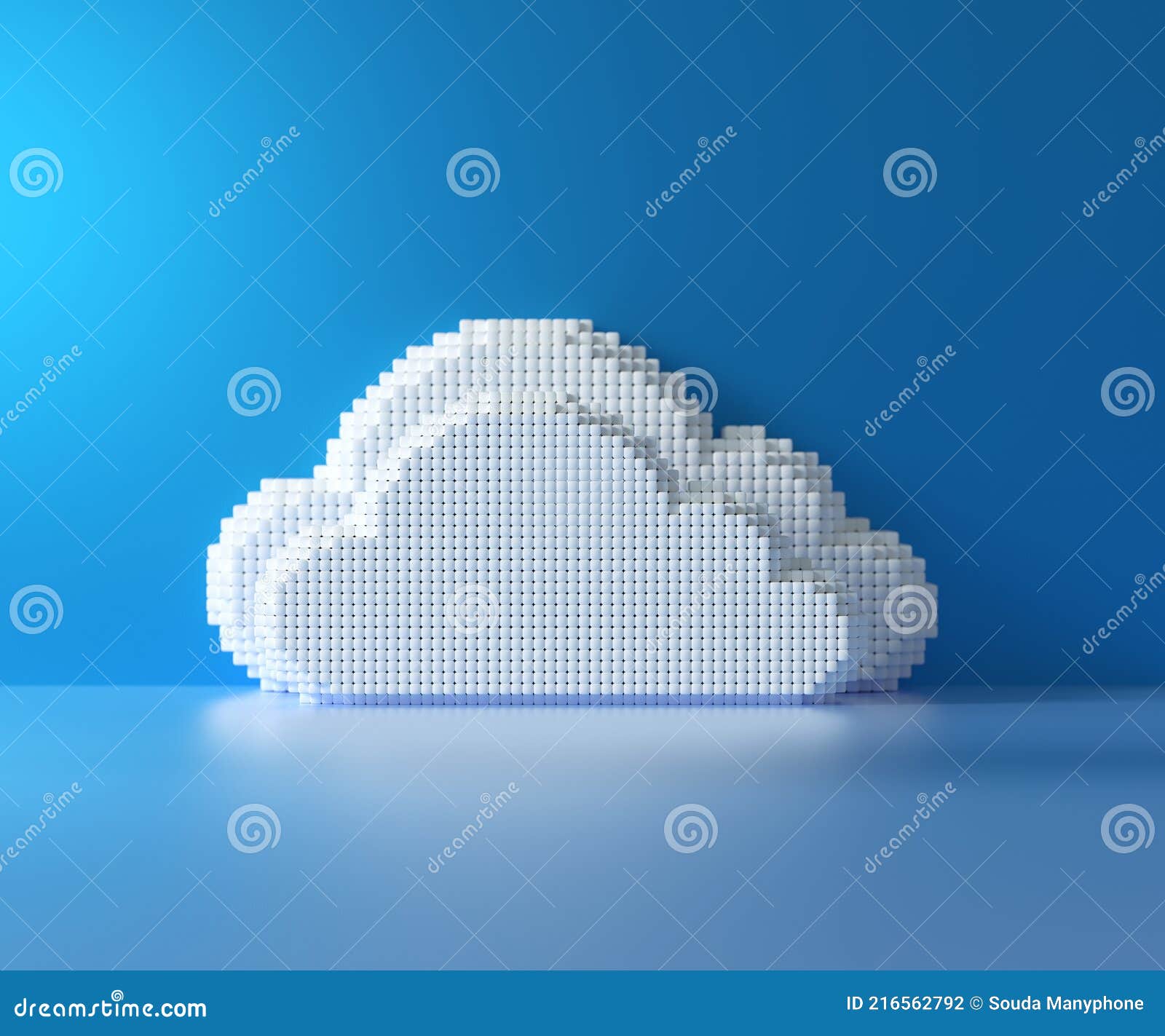 Cloud Computing Hosting Concept. White Pixel Art Cloud Technology on ...