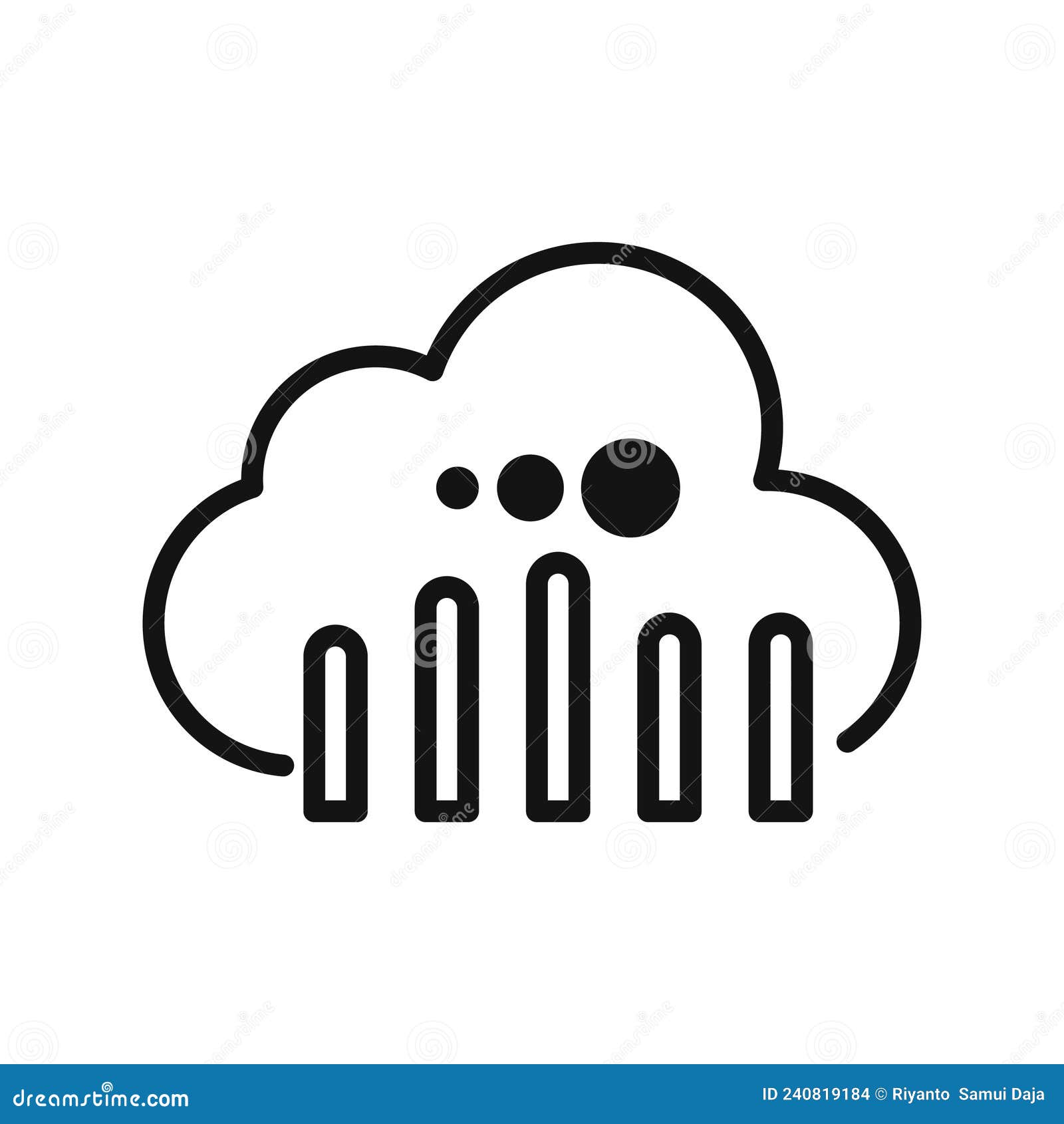 Cloud Computing Icon Black and White Illustration Stock Vector ...