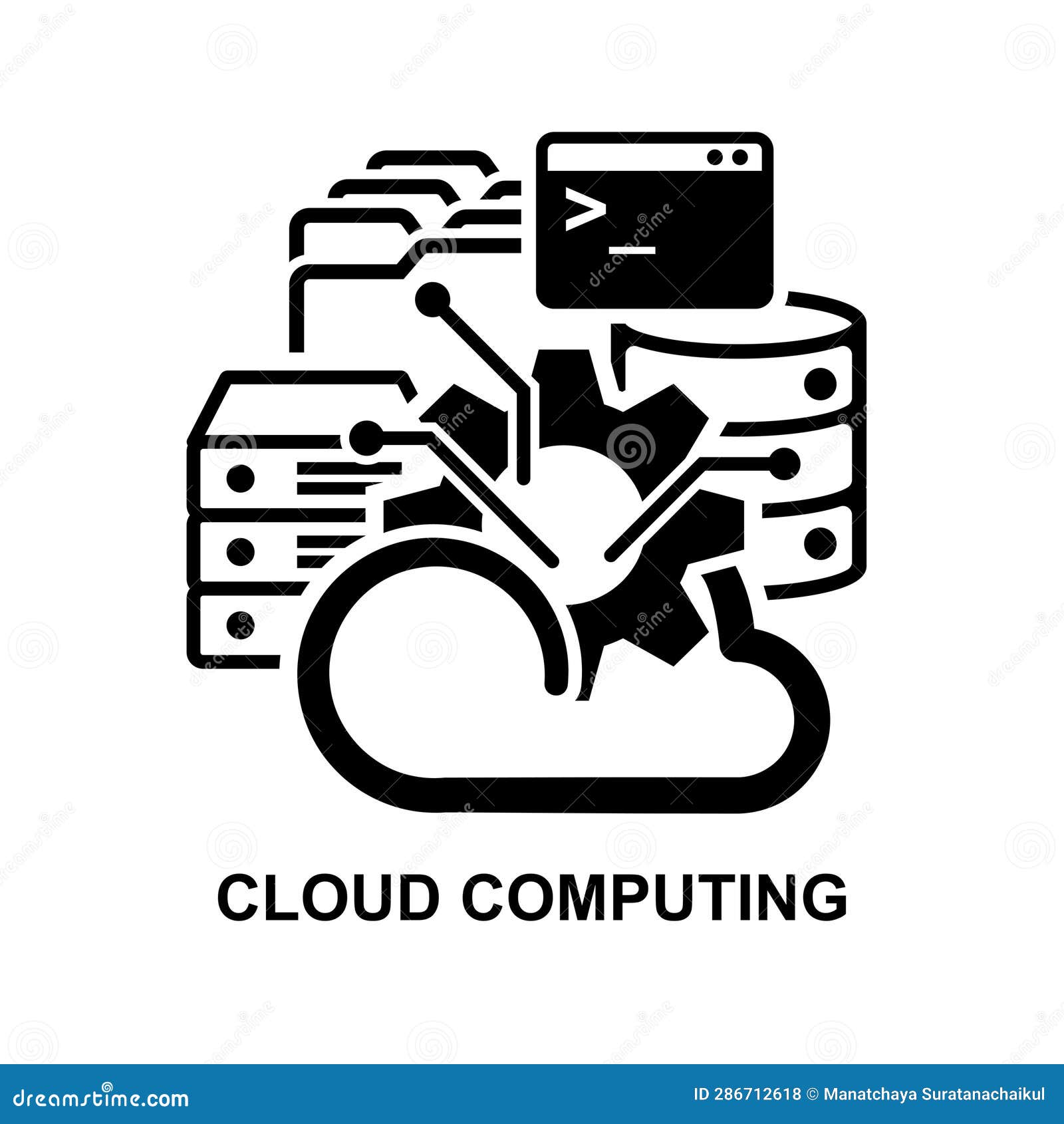 Cloud Computing Icon. Computer System Service on Cloud Server Isolated ...