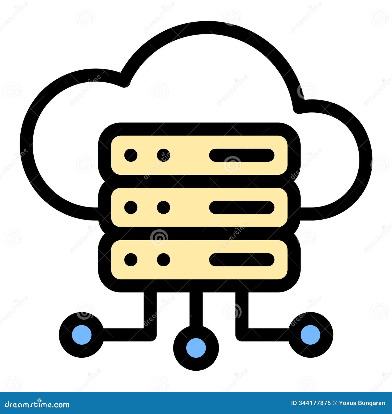 Cloud Computing Icon Digital Storage in Flat Line Color Style Stock Vector - Illustration of ...