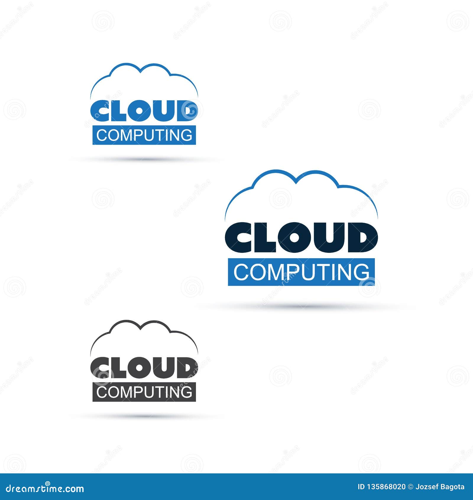 Cloud Computing Icon or Logo Design Set Stock Vector - Illustration of ...