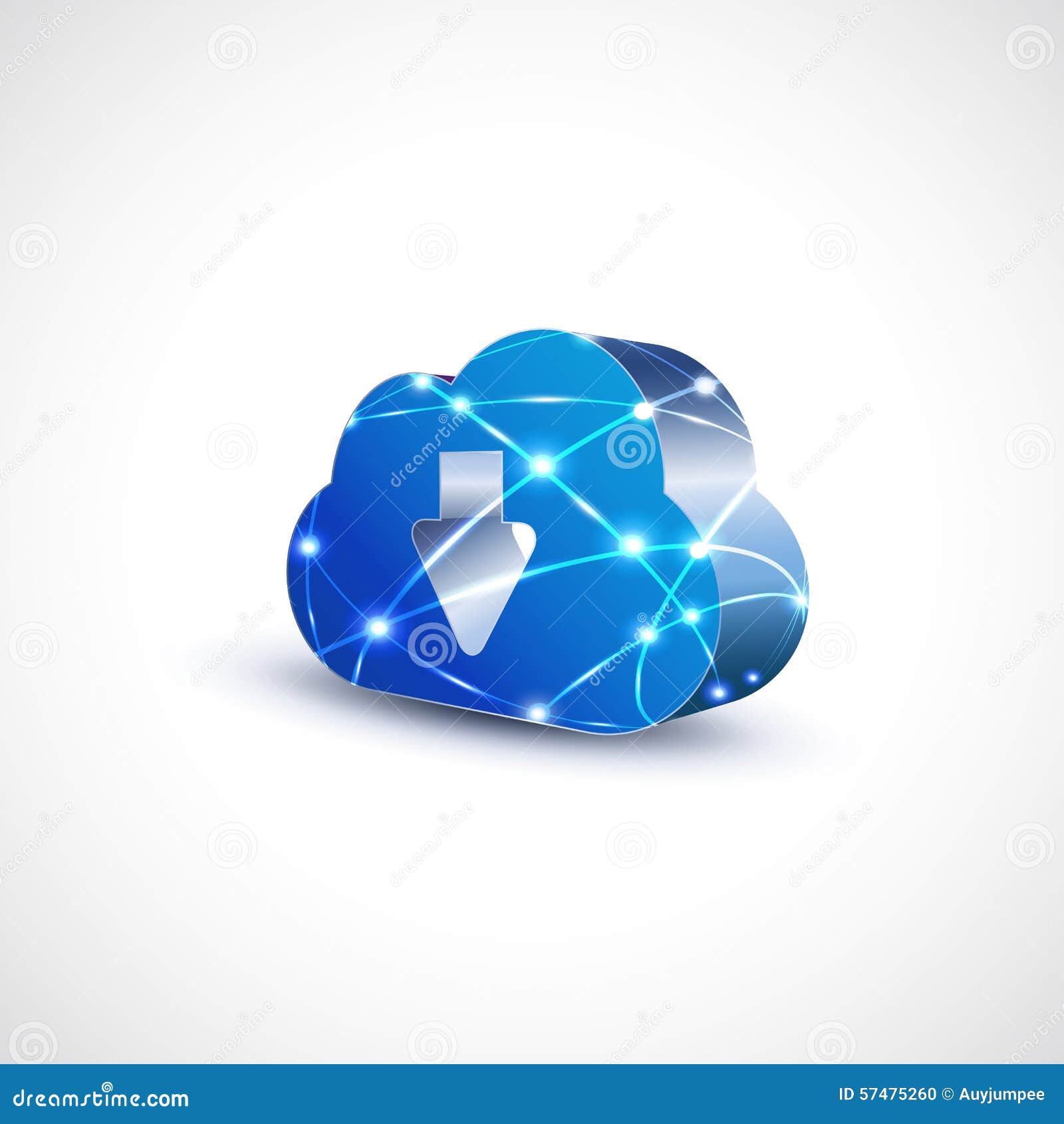 Cloud Computing Icon with Mesh for Communication and Technology Stock ...