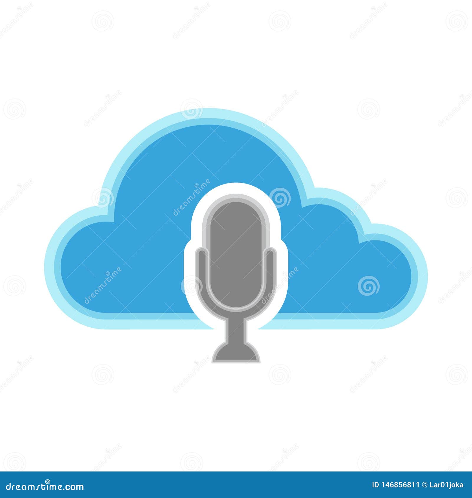 Cloud Computing Icon with a Microphone Symbol Stock Vector ...