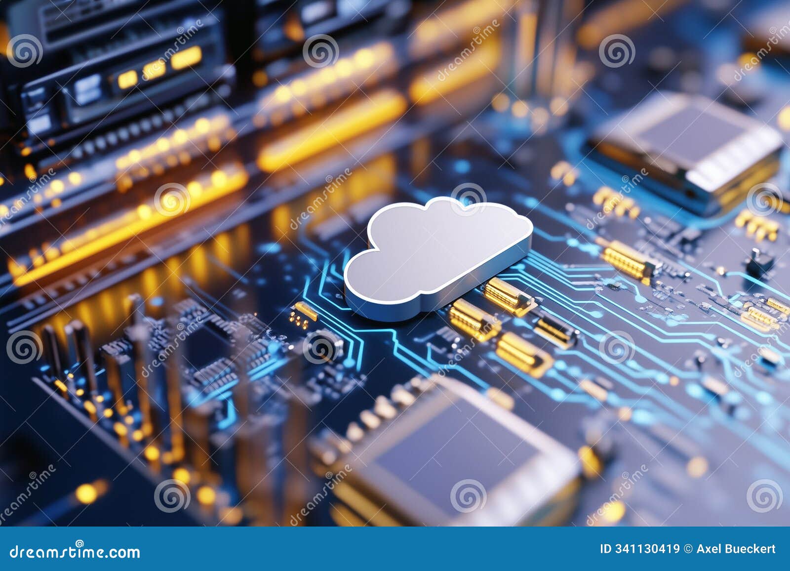 Cloud Computing Symbol on Motherboard As Concept for Online Storage and ...