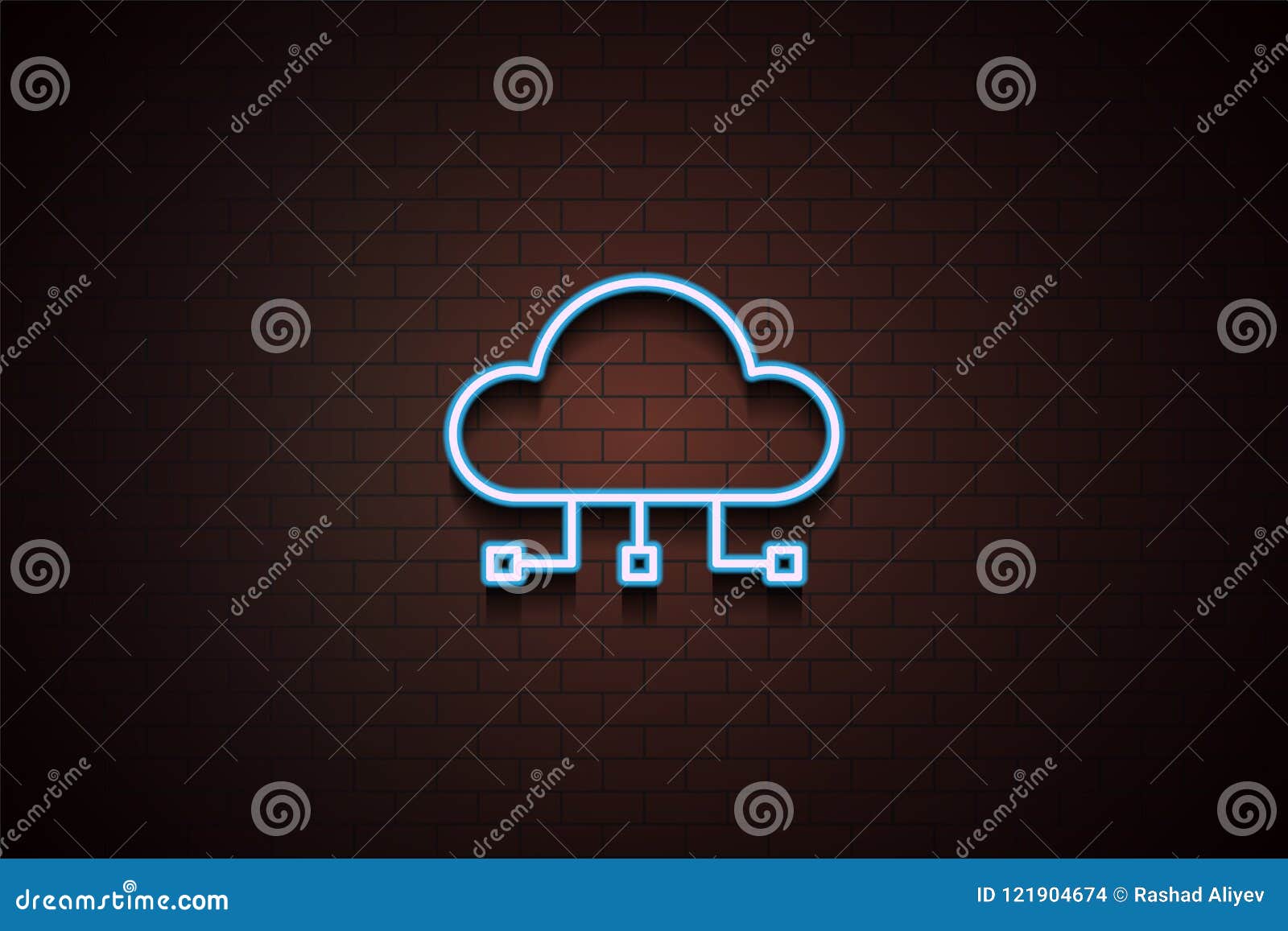 Cloud Computing Icon in Neon Style Stock Illustration - Illustration of ...