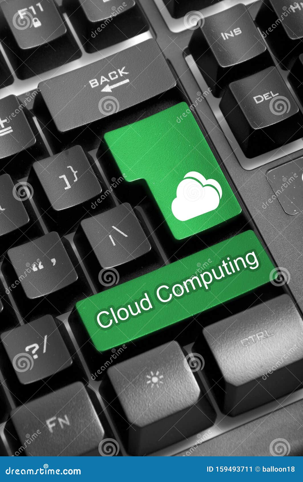 Cloud Computing on Keyboard Stock Image - Image of button, design ...