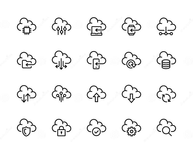 Cloud Computing Icon Set Editable Vector Stroke 96x96 Pixel Perfect ...