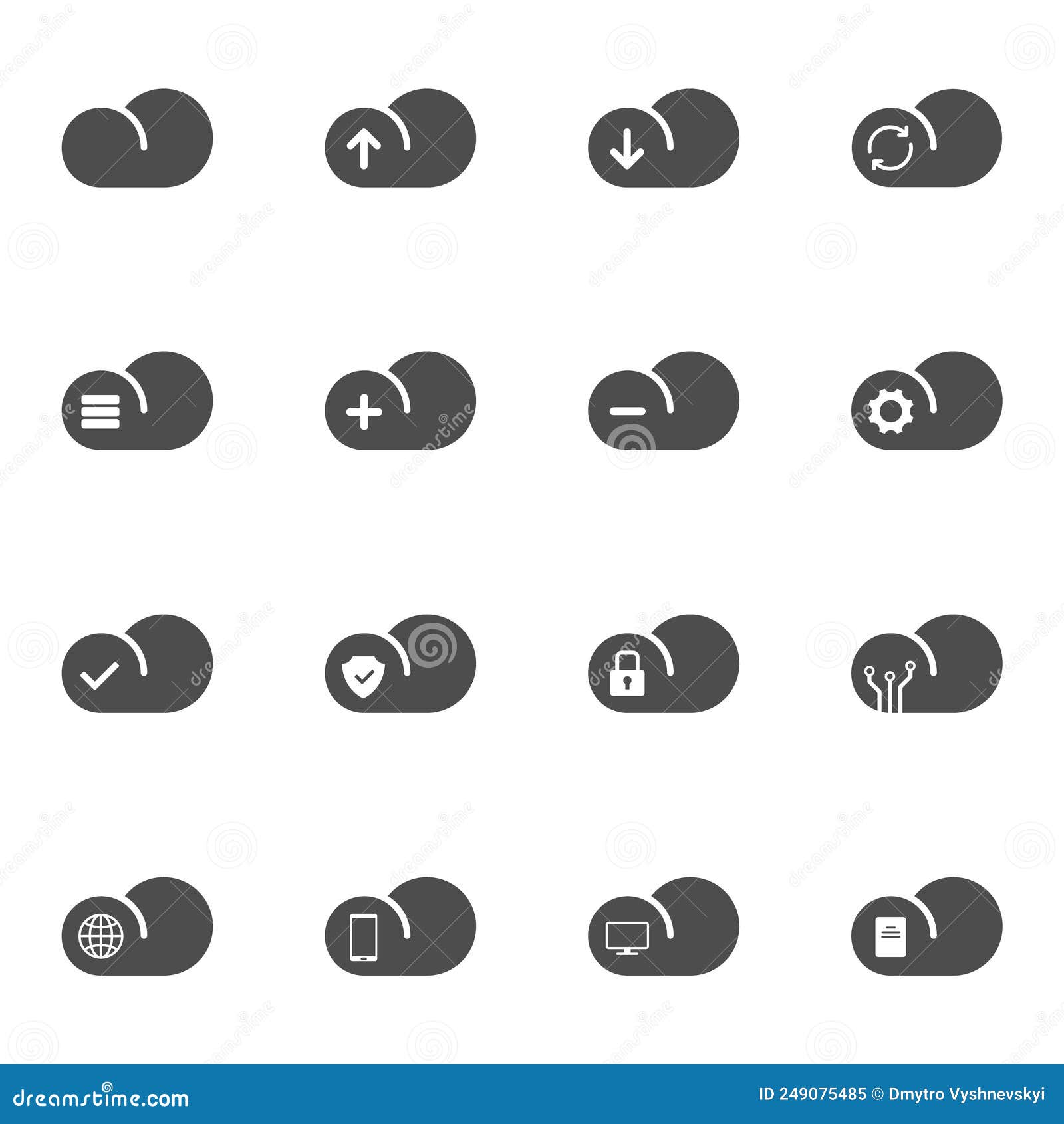 Cloud Computing Icon Set Isolated on White Background Stock Vector ...