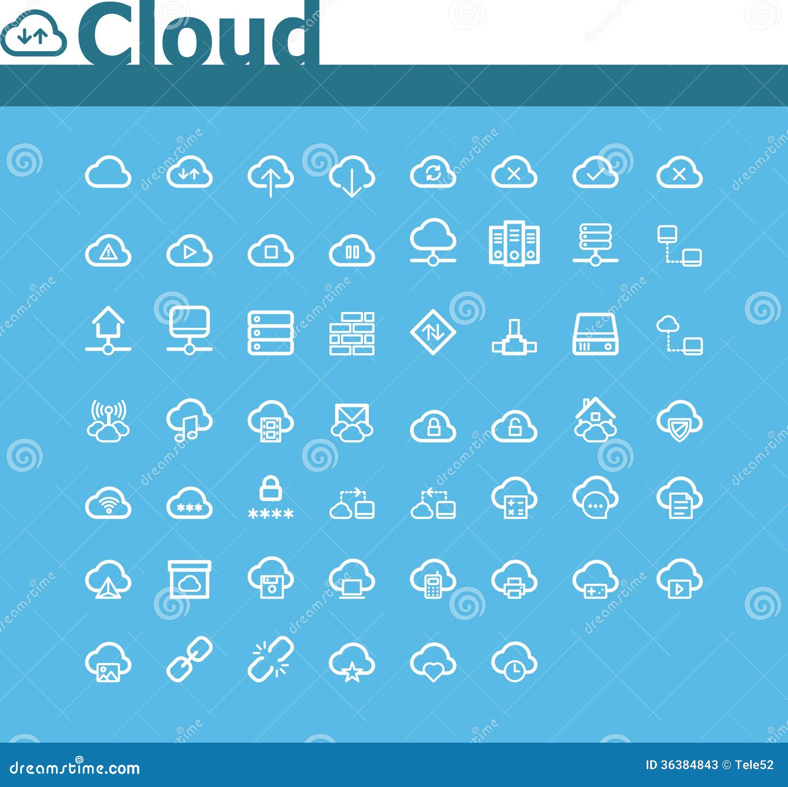 Cloud computing icon set stock vector. Illustration of flat - 36384843