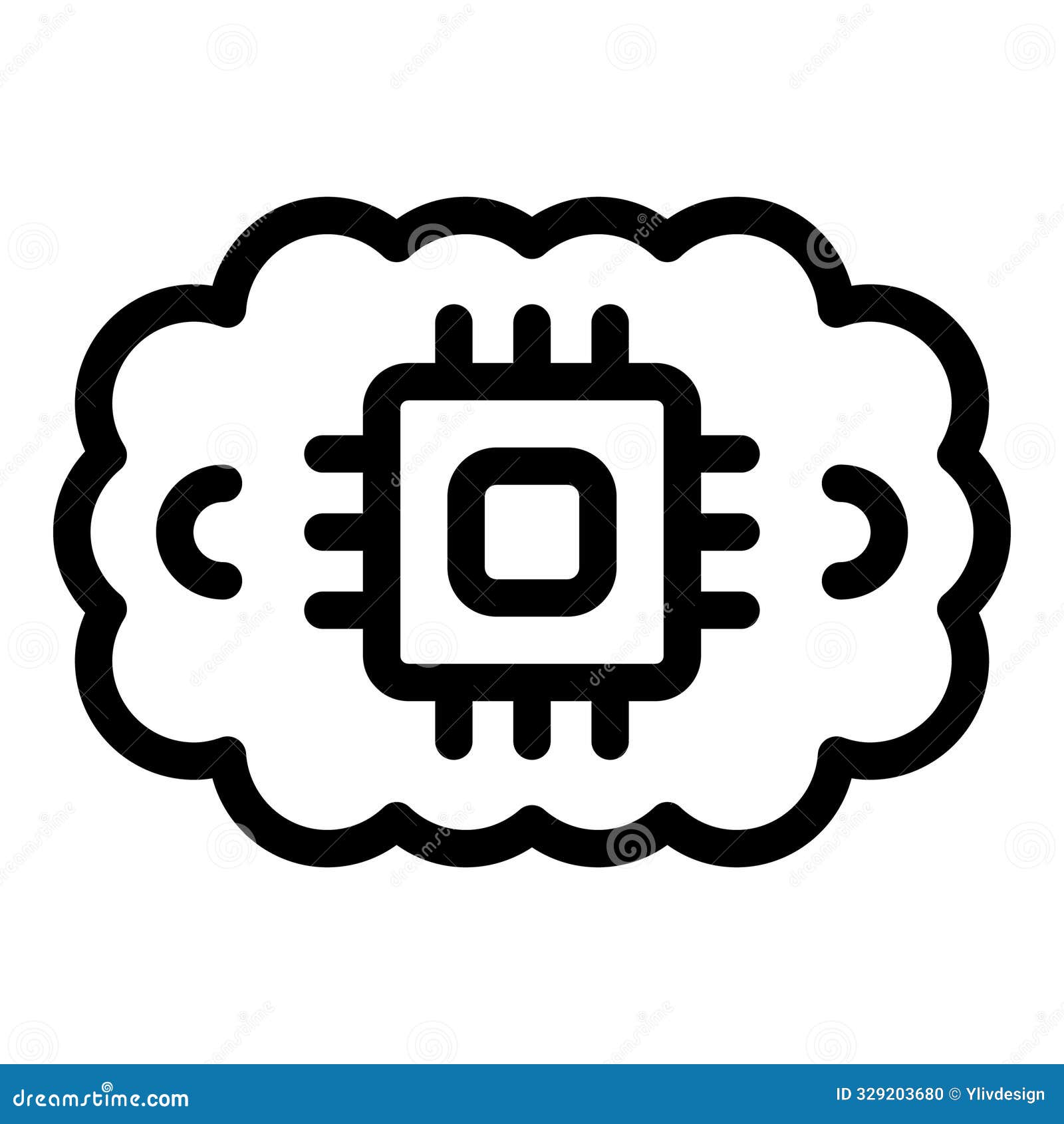 Cloud Computing Icon Showing a Cpu Processing Data Stock Illustration ...