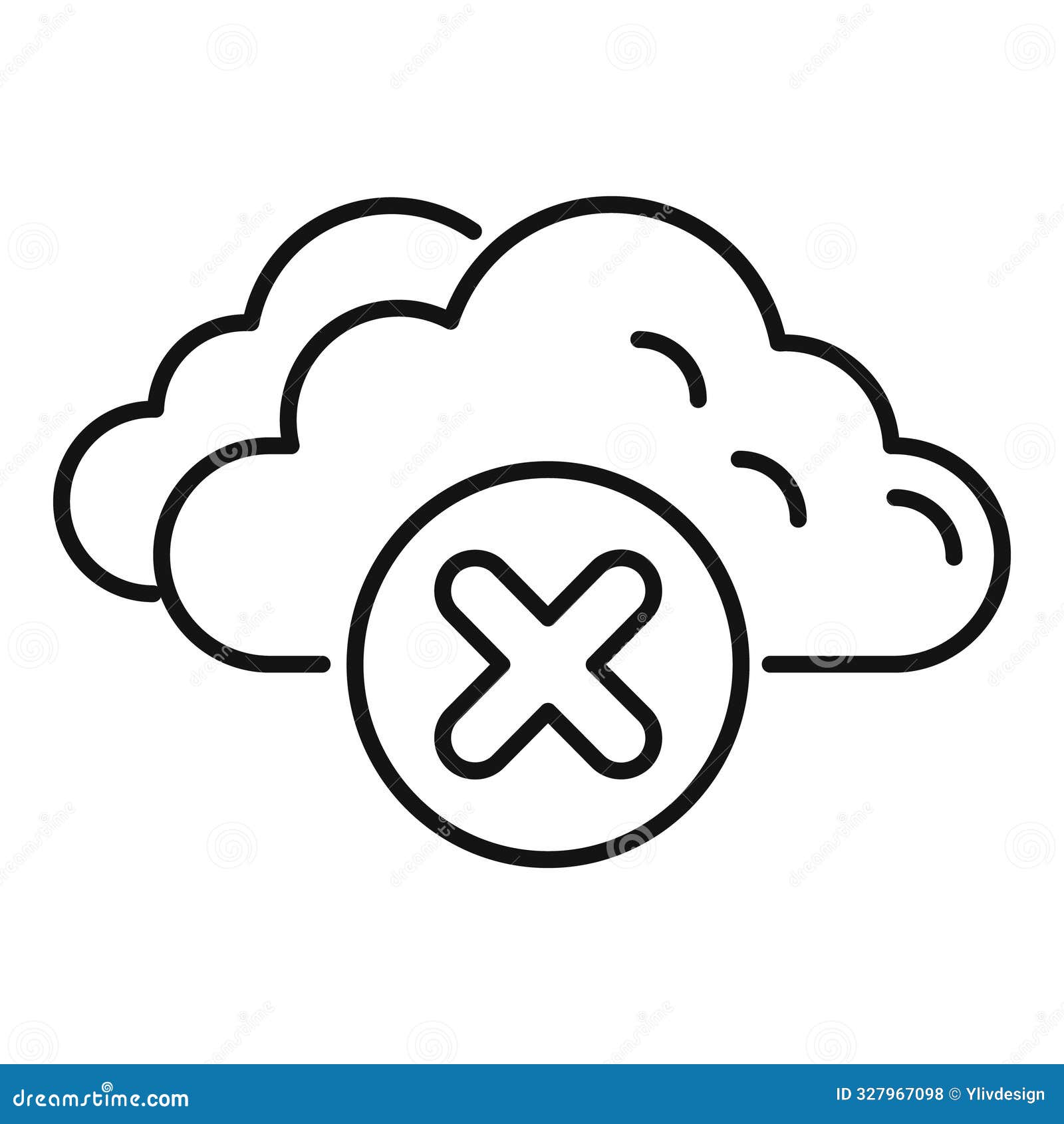 Cloud Computing Icon Showing Disconnected Service with an X Stock ...