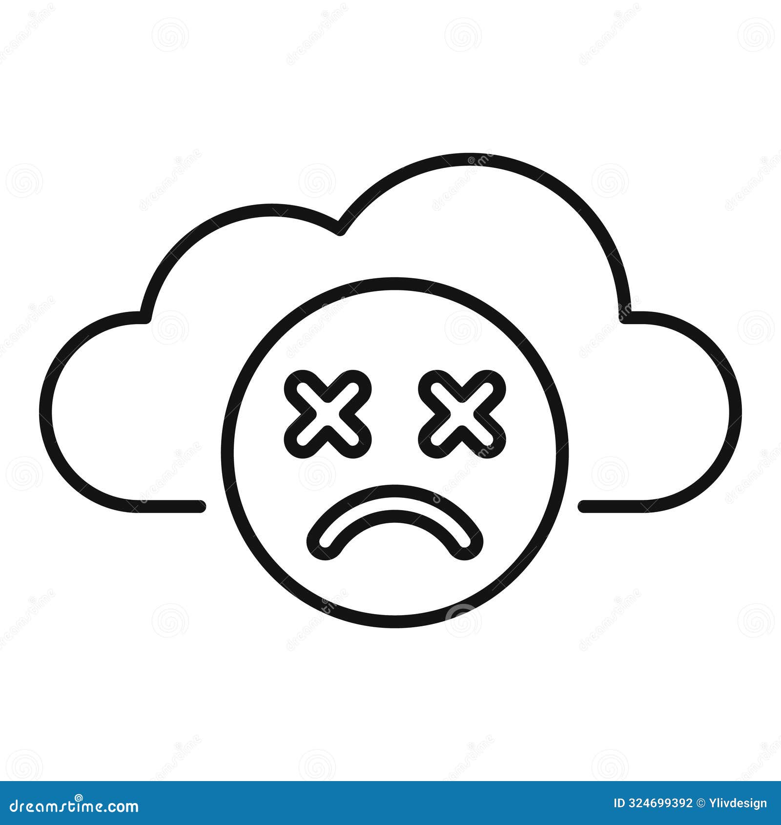Cloud Computing Icon Showing a Disconnection Error Stock Illustration ...