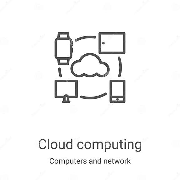 Cloud Computing Icon Vector from Computers and Network Collection. Thin Line Cloud Computing ...
