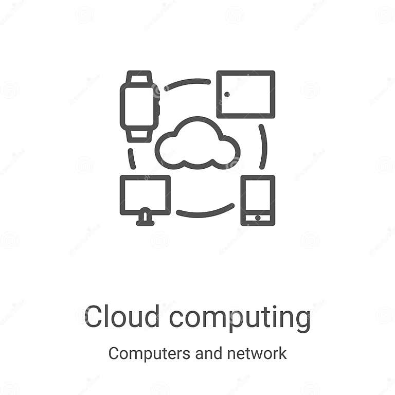 Cloud Computing Icon Vector From Computers And Network Collection Thin Line Cloud Computing