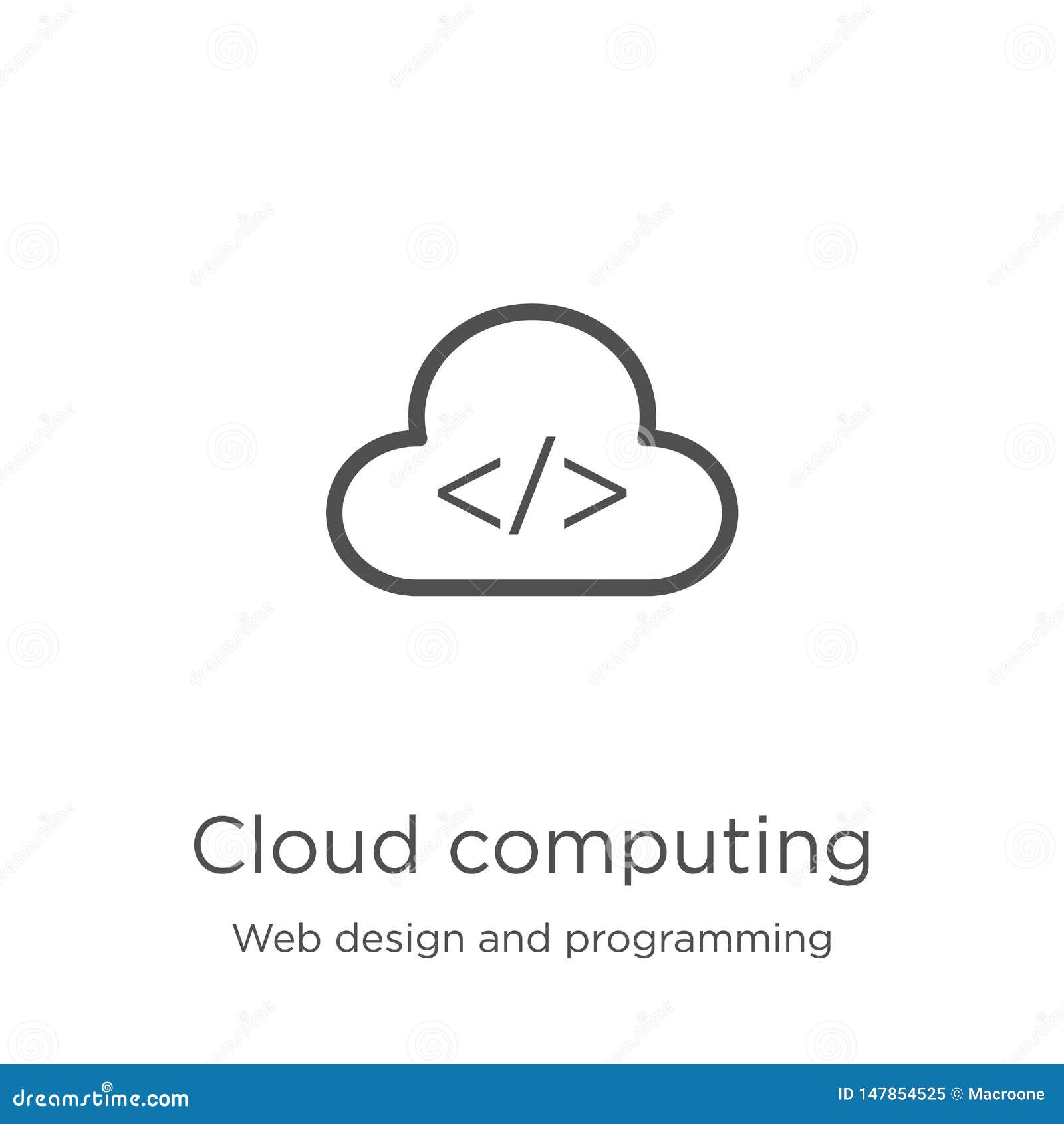 Cloud Computing Icon Vector from Web Design and Programming Collection. Thin Line Cloud ...