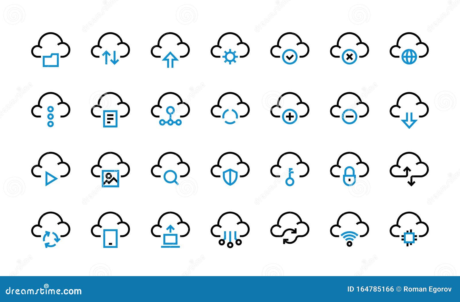 Cloud Computing Icons Data Transfer Access And Synchronization Internet Platform And Cloud