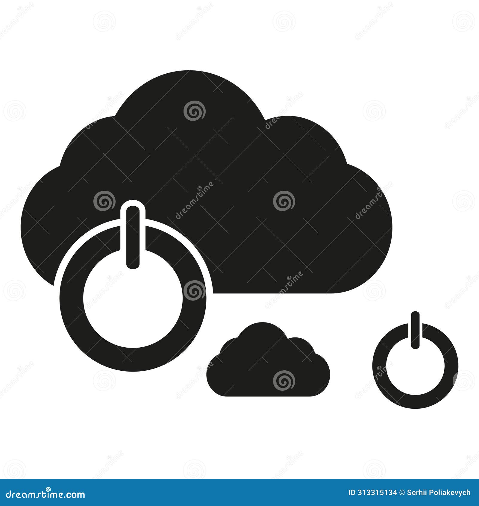 Cloud Computing Icons. Power Buttons and Cloud. Technology Concept. Vector Illustration. EPS 10 ...