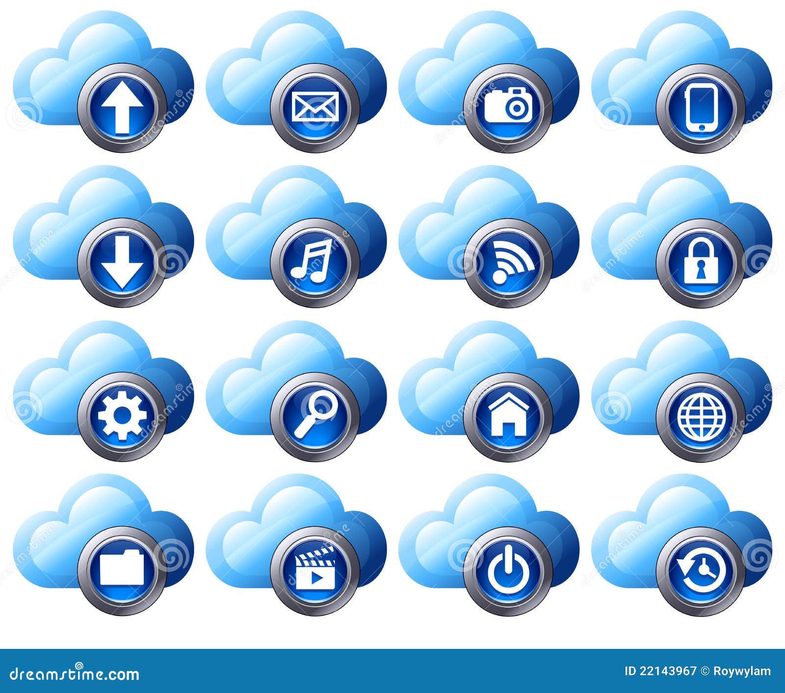 Cloud Computing Icons - SET 1 Stock Vector - Illustration of button ...