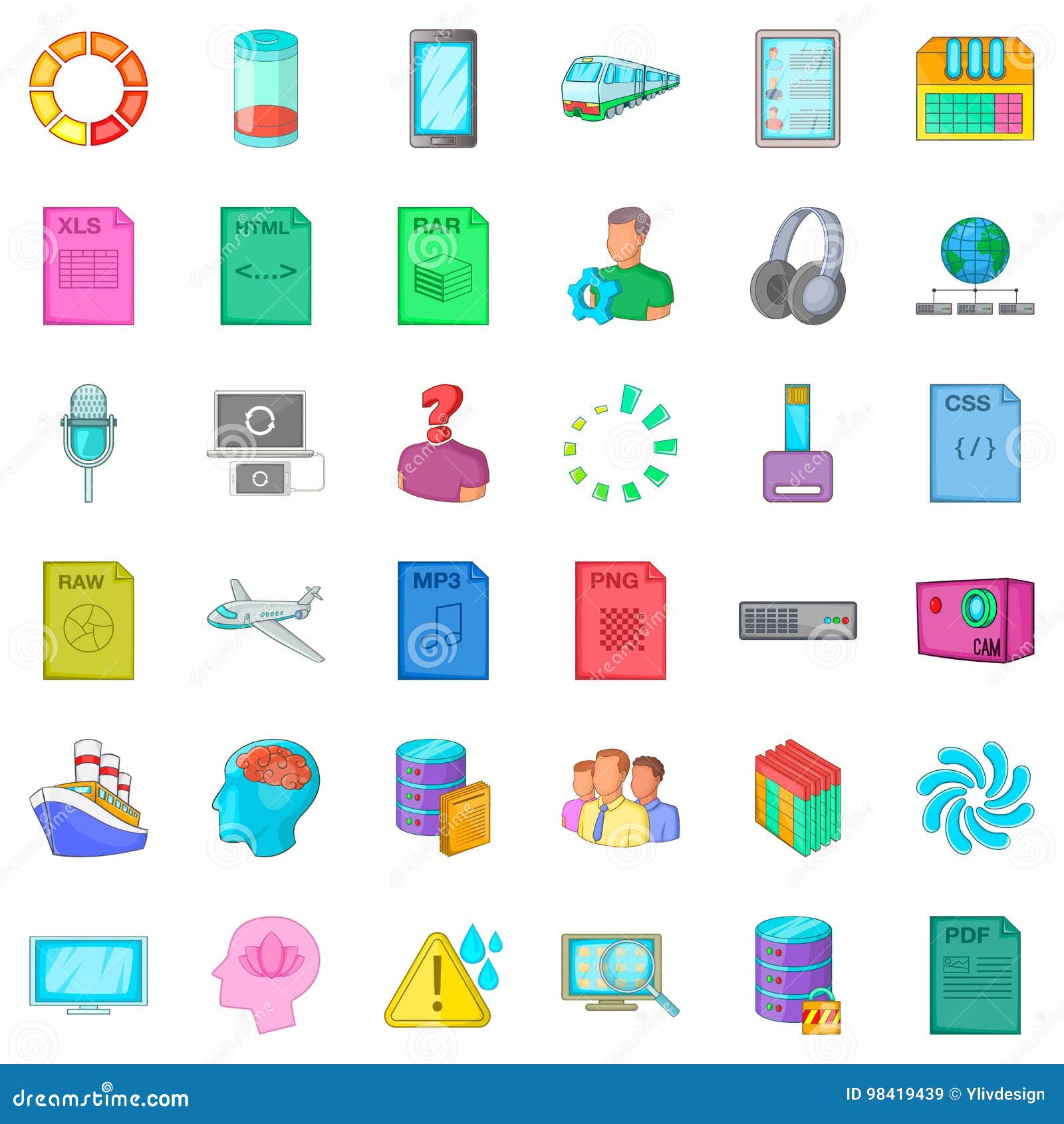 Cloud Computing Icons Set, Cartoon Style Stock Vector - Illustration of ...