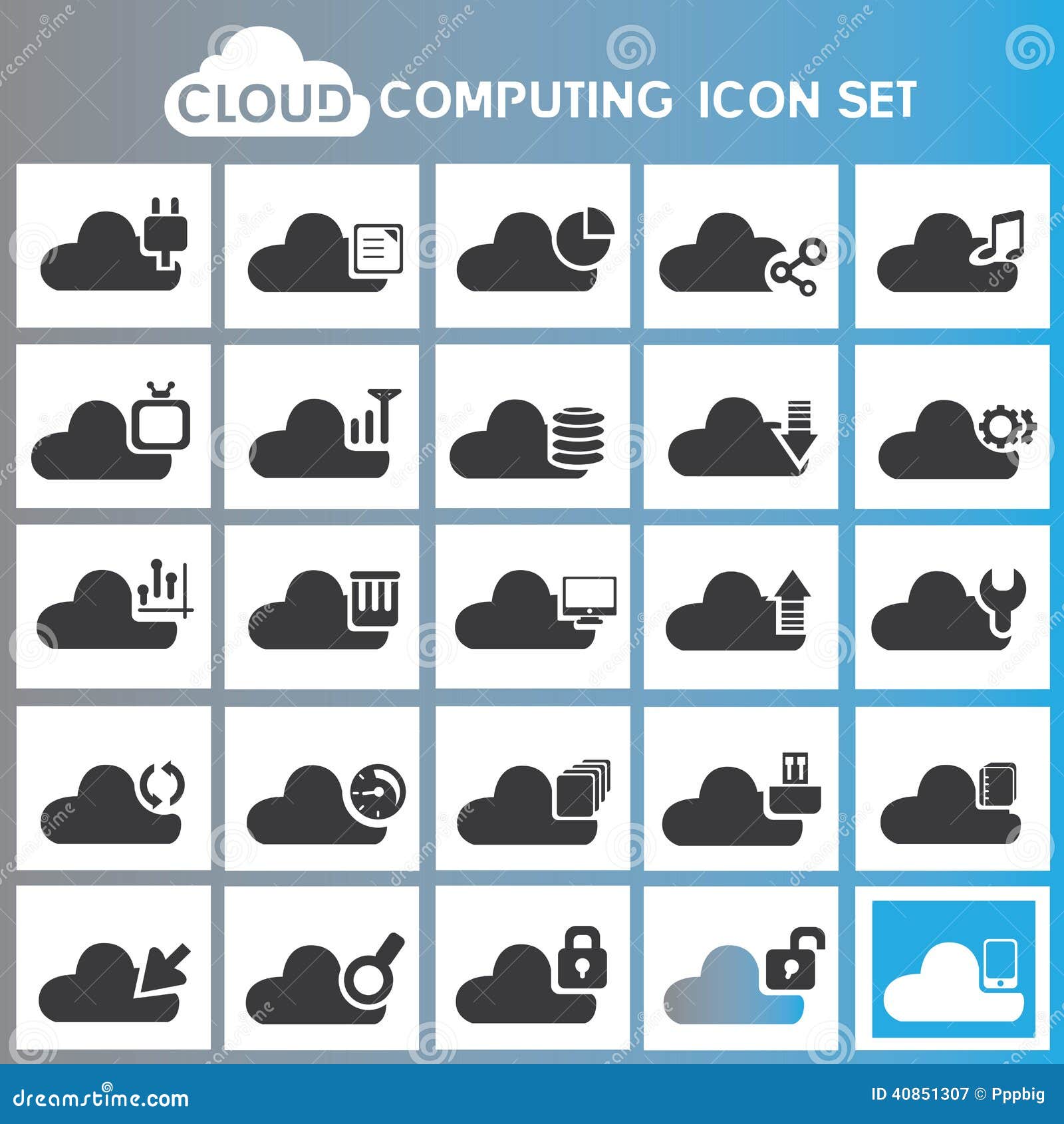 Cloud computing icons stock illustration. Illustration of media - 40851307