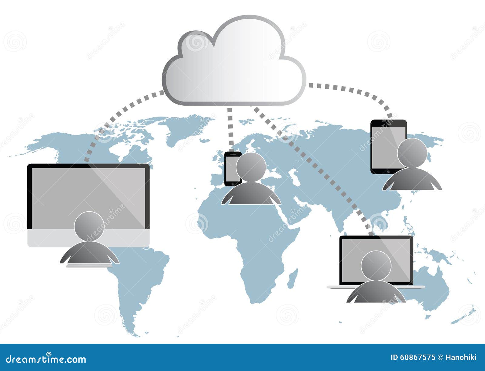 Cloud Computing Infographic Vector Illustration. World Map, Stock ...