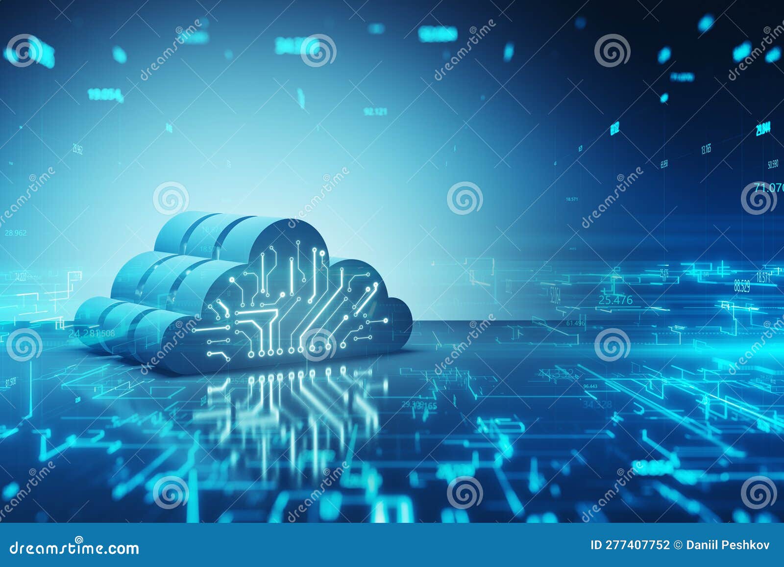 Cloud Computing, Information, Data Exchange and Storage Concept with 3D ...