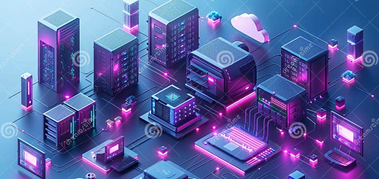 Cloud Computing Infrastructure, Data Centers, Servers, and Networking Equipment Stock ...