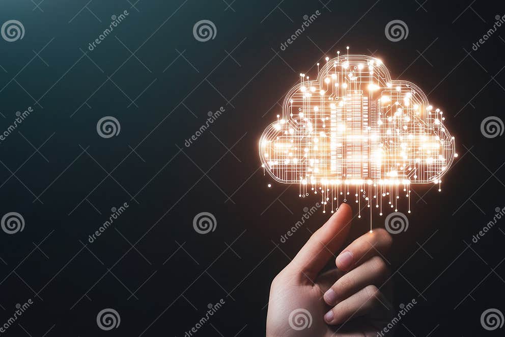 Cloud Computing Innovation Digital Realm Technology Visual Futuristic Environment Close-up ...