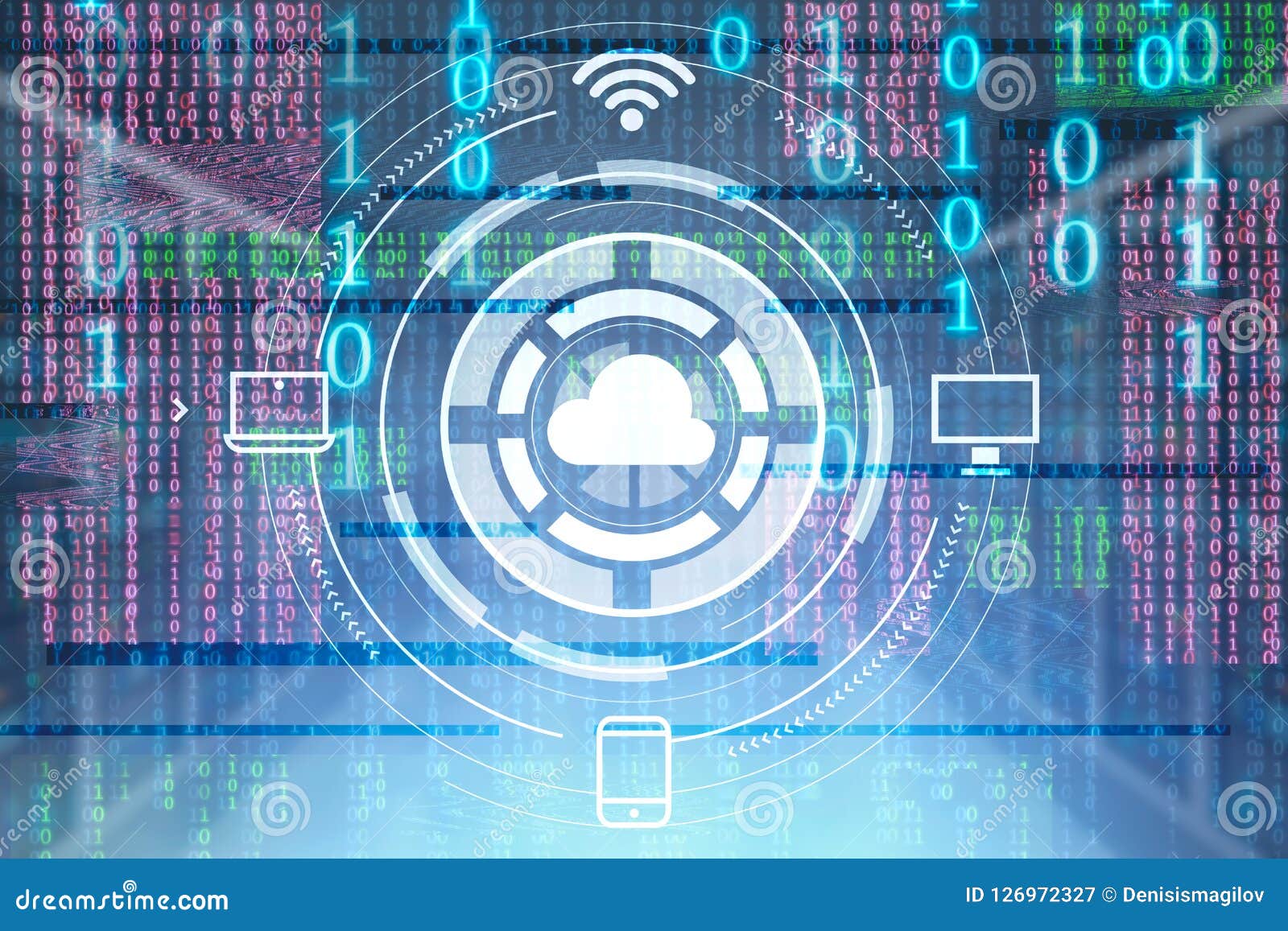 Cloud Computing Interface Icons, Binary Numbers Stock Illustration ...