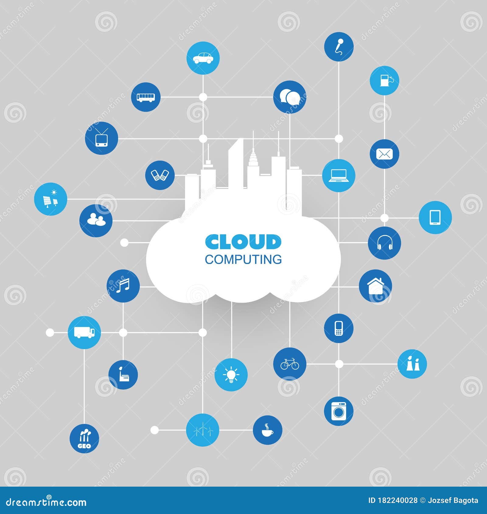 Cloud Computing, IoT Design Concept with Icons - Digital Network ...