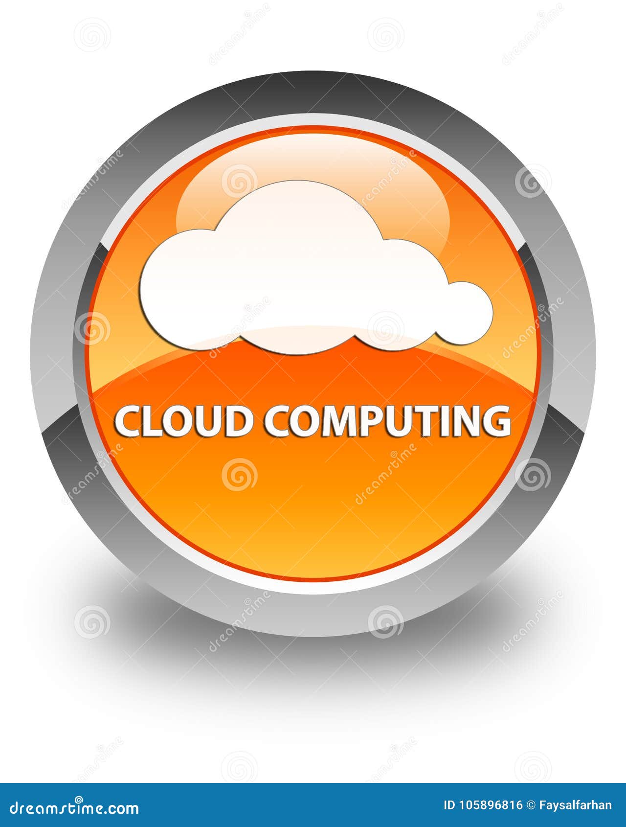 Cloud Computing Glossy Orange Round Button Stock Illustration ...