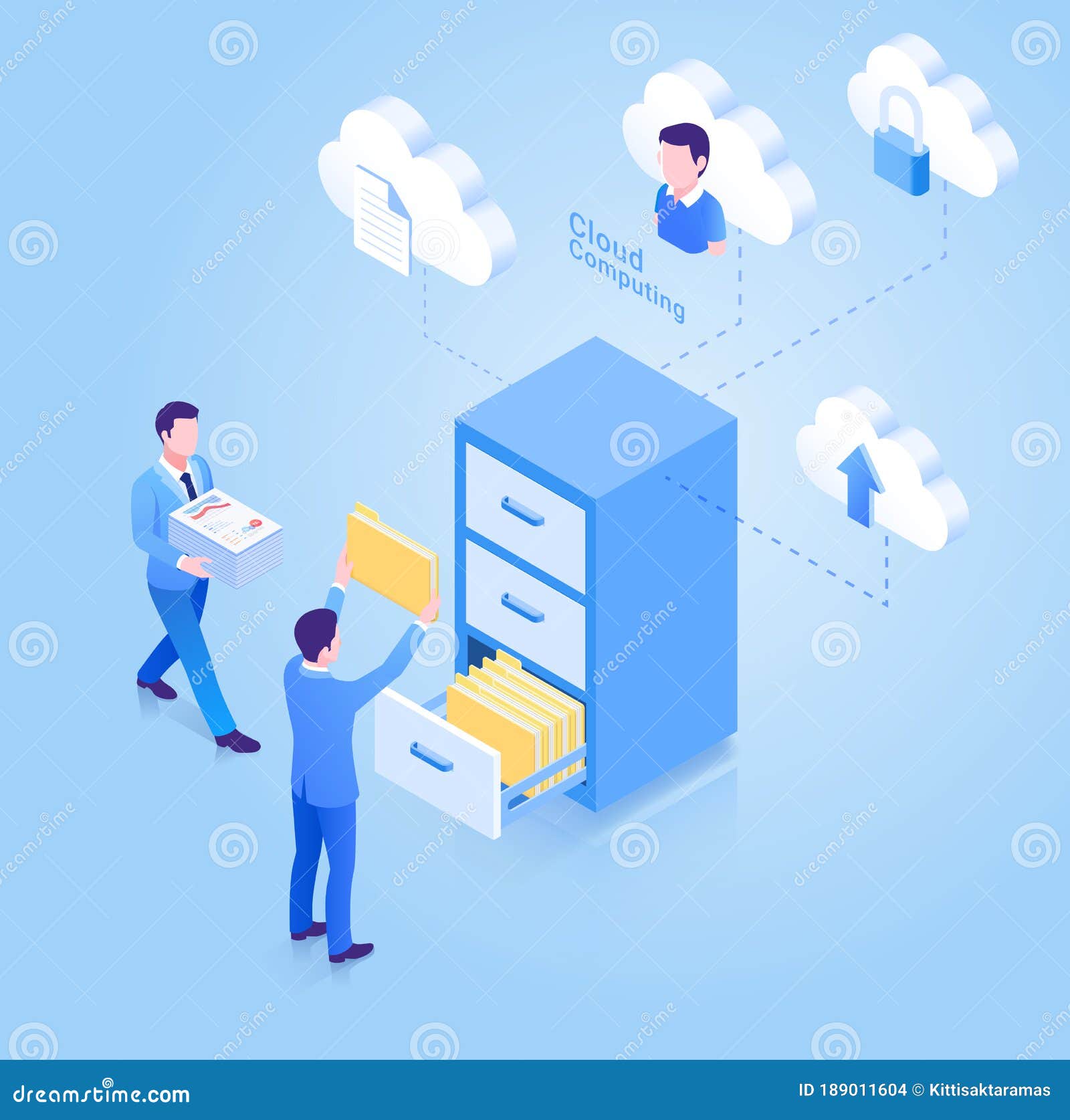 Cloud Computing Isometric Concept Vector Illustration Stock Vector