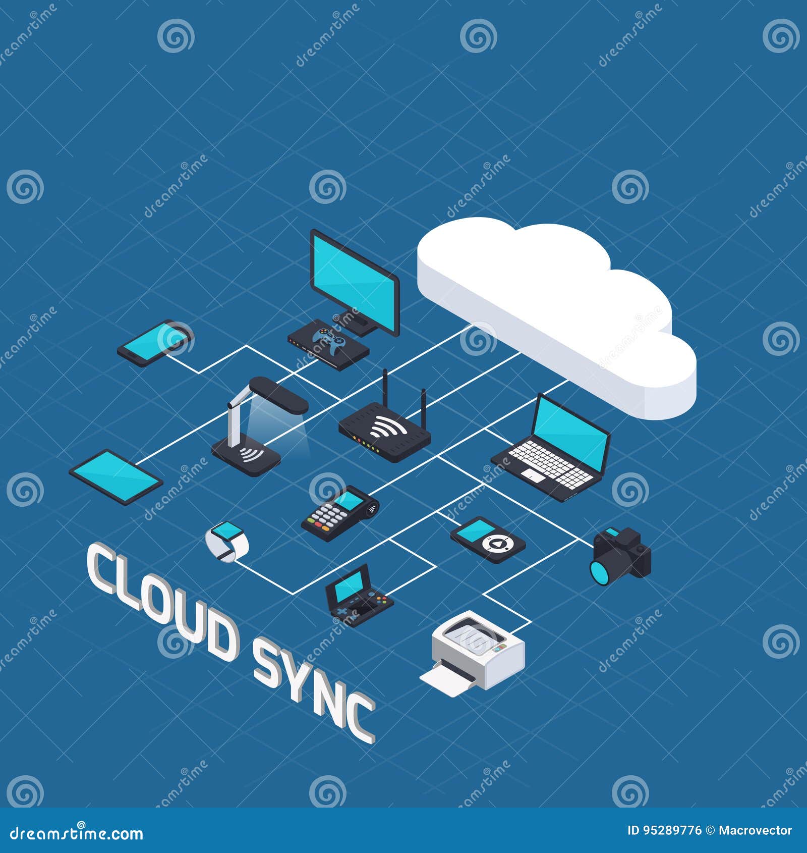 Cloud Computing Isometric Concept Stock Vector - Illustration of ...