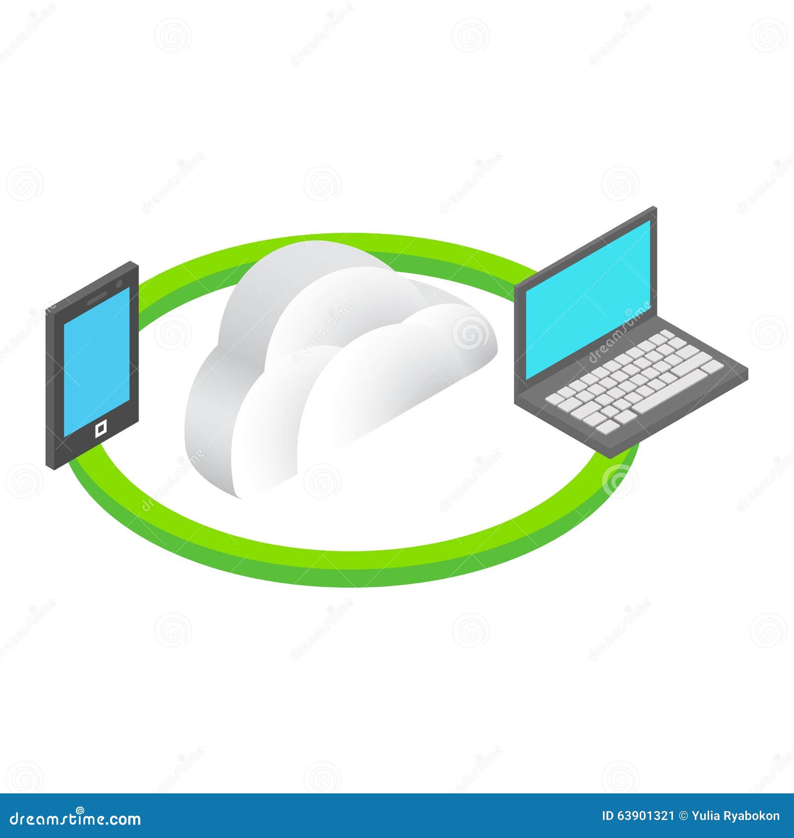 Cloud Computing Isometric 3d Concept Stock Vector - Illustration of message, data: 63901321